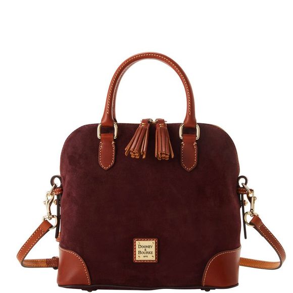 Dooney & Bourke | Bags | Dooney Bourke Suede Domed Satchel Wine | Poshmark
